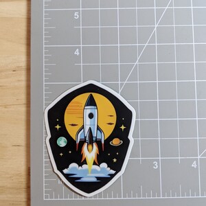 Space Rocket Ship With Planets Sticker | Rocket Ship Blastoff Die Cut ...
