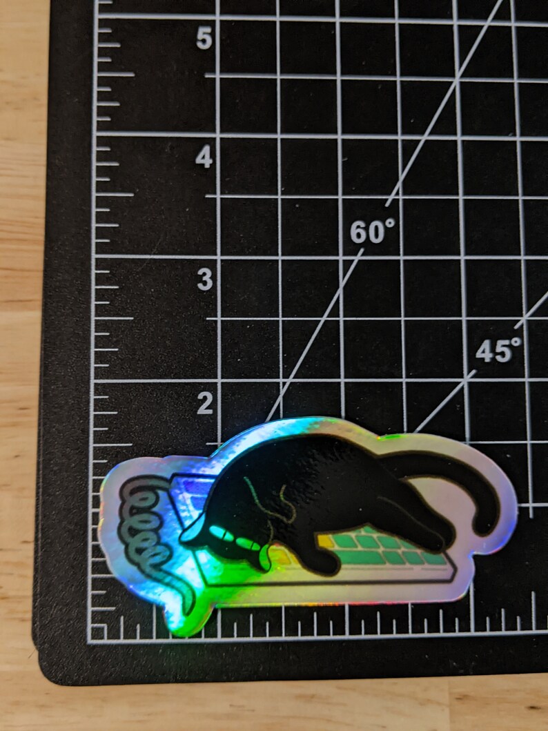 Holographic Keyboard Cat Sticker Funny Keyboard Cat Cute - Etsy