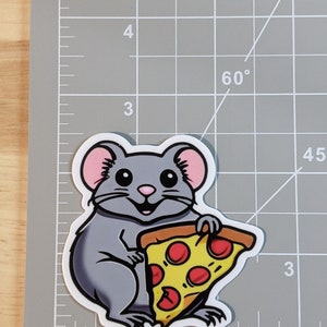 Funny Pepperoni Pizza Mouse Die Cut Sticker | Pizza Party Mice | Cute ...