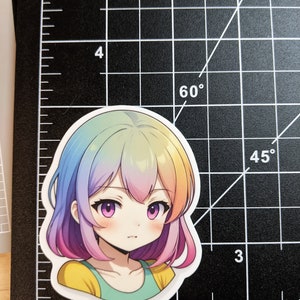 Rainbow Hair Anime Girl Die Cut Sticker Cute Anime Stickers - Etsy