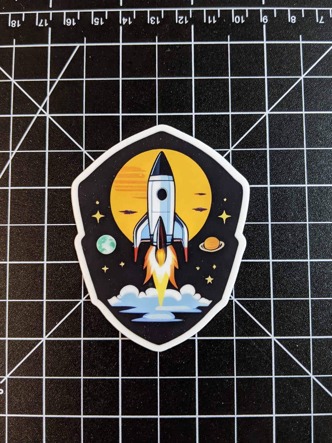Space Rocket Ship With Planets Sticker | Rocket Ship Blastoff Die Cut ...