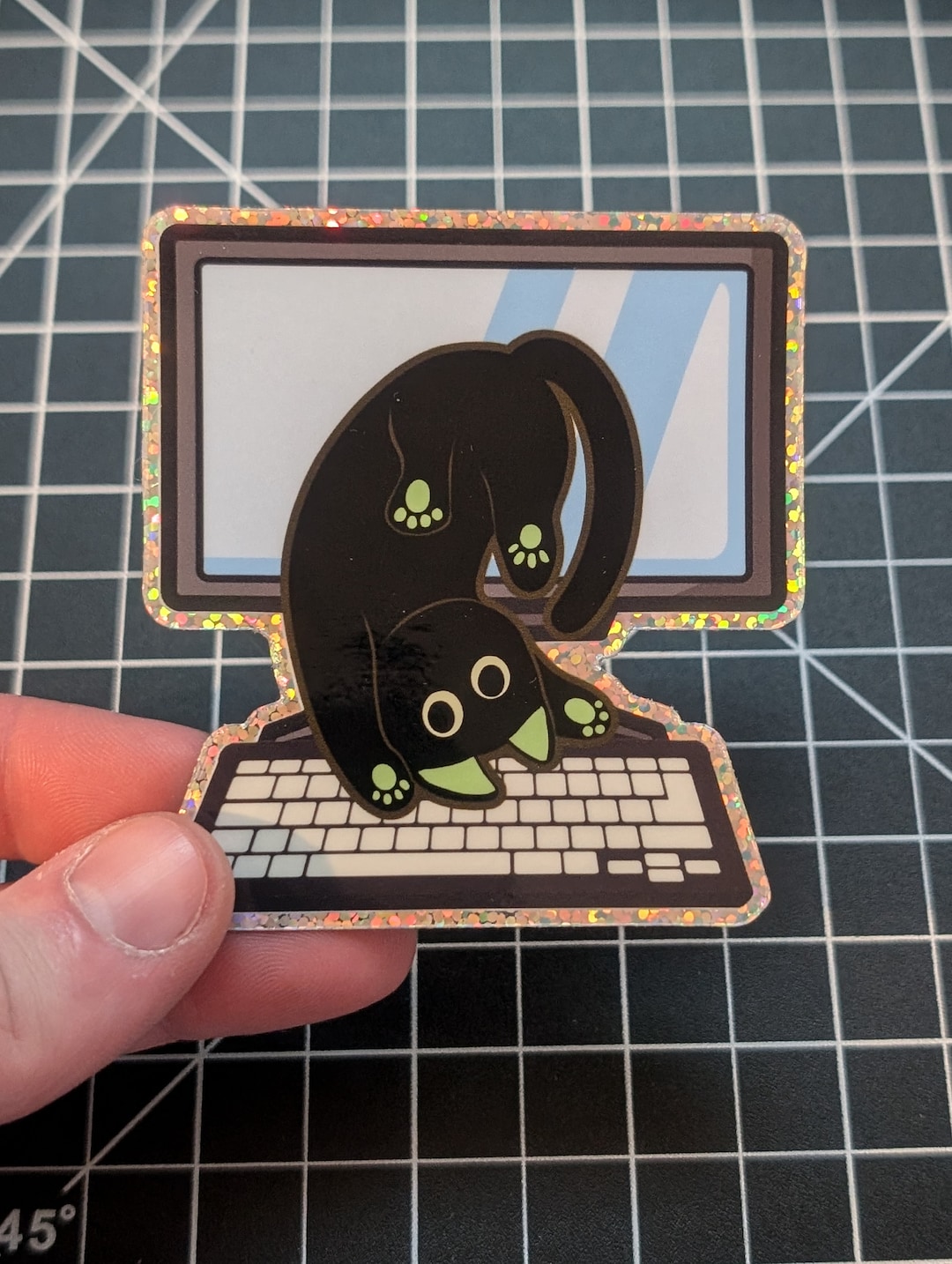 Holographic Computer Cat Meme Sticker | Funny Computer Cat | Adorable ...