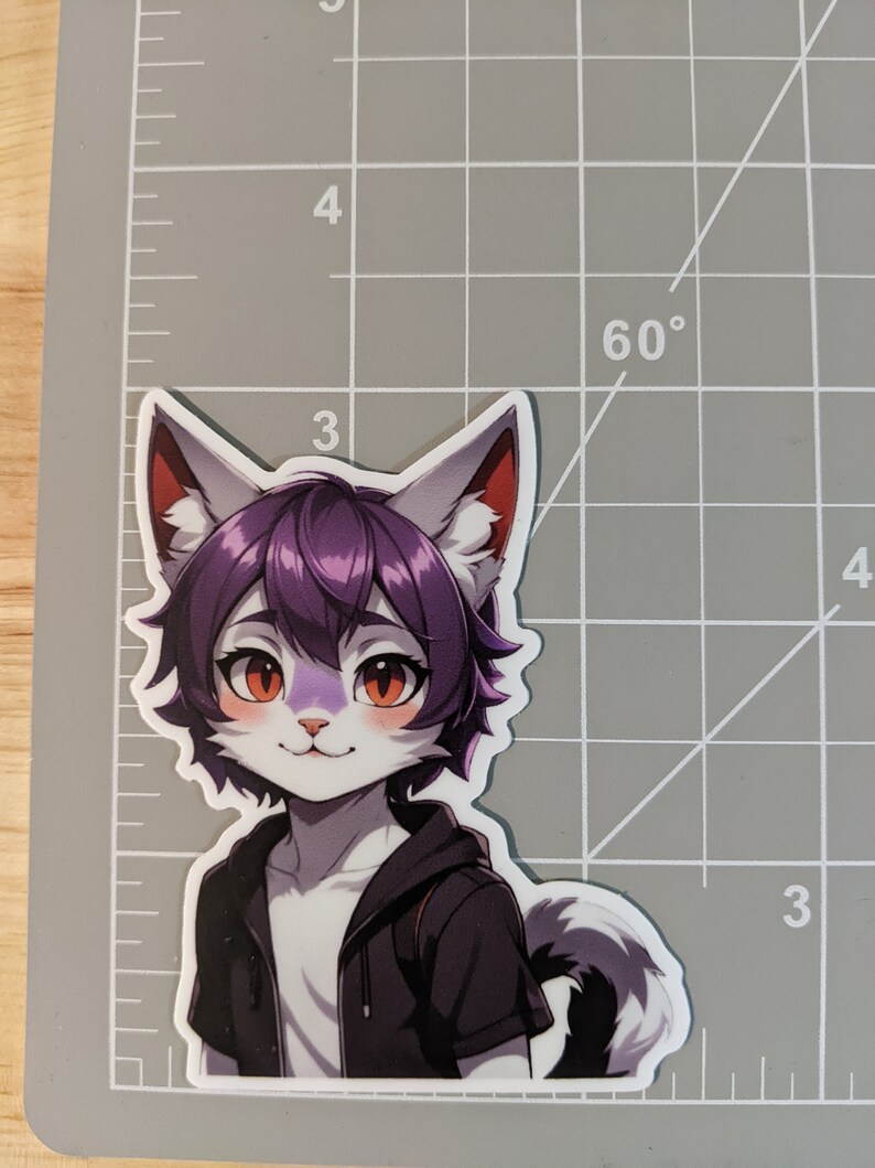 Purple Catboy Die Cut Sticker | Anime Catboy Sticker | Furry Catboy ...
