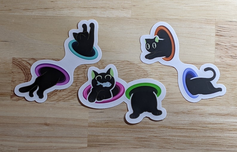 Clear Portal Cats Stickers | Teleporting Cat | Peek-a-boo Clear Vinyl ...