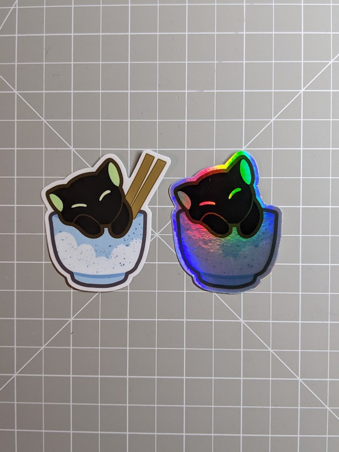 Cup Cat / Rice Bowl Sticker | Cute Black Cat | Cat in Cup | Funny Cup ...