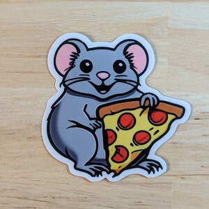 Funny Pepperoni Pizza Mouse Die Cut Sticker | Pizza Party Mice | Cute ...