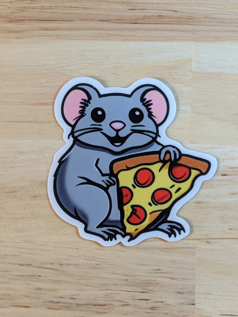 Funny Pepperoni Pizza Mouse Die Cut Sticker Pizza Party Mice - Etsy