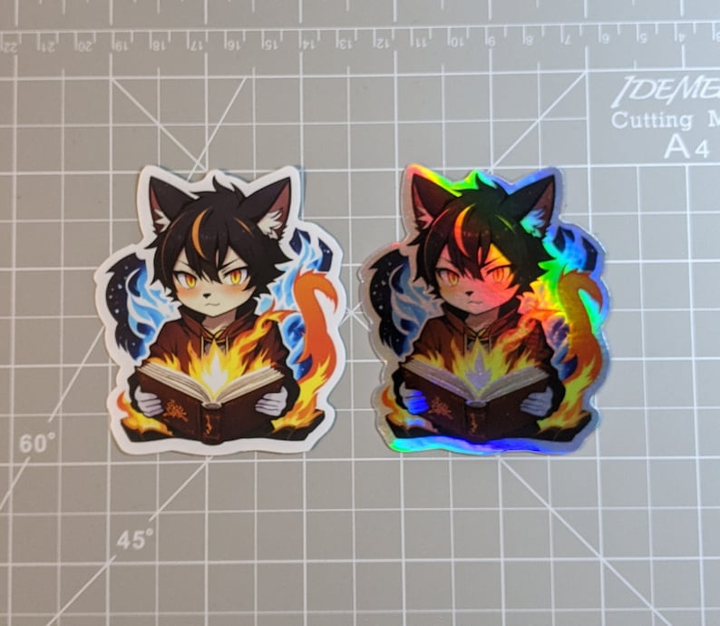 Catboy Mage Fantasy Sticker Die Cut / Holographic Anime - Etsy