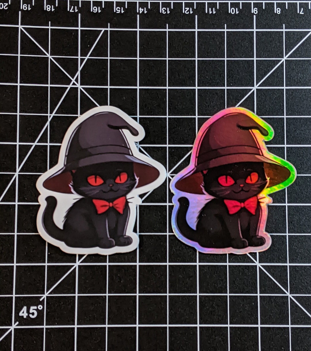 Bewitching Black Cat Sticker | Cute Witch Cat Decal | Laptop Sticker ...