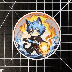 Catboy Warrior Fantasy Sticker Die Cut / Holographic Fantasy Sticker ...