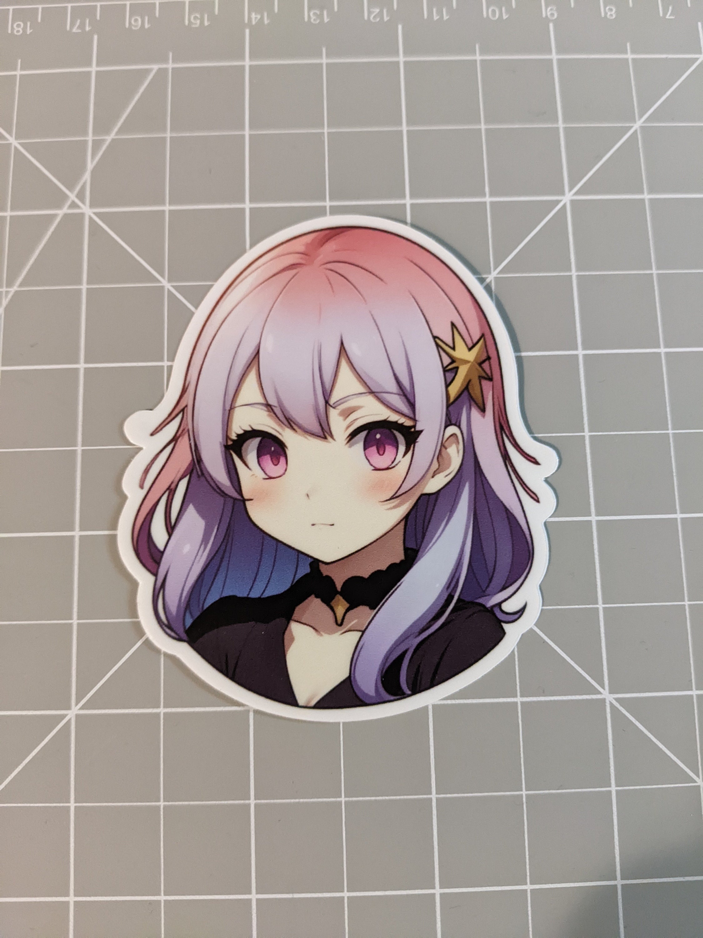 Cute Pink Purple Hair Anime Girl Wiafu Die Cut Sticker Hair - Etsy