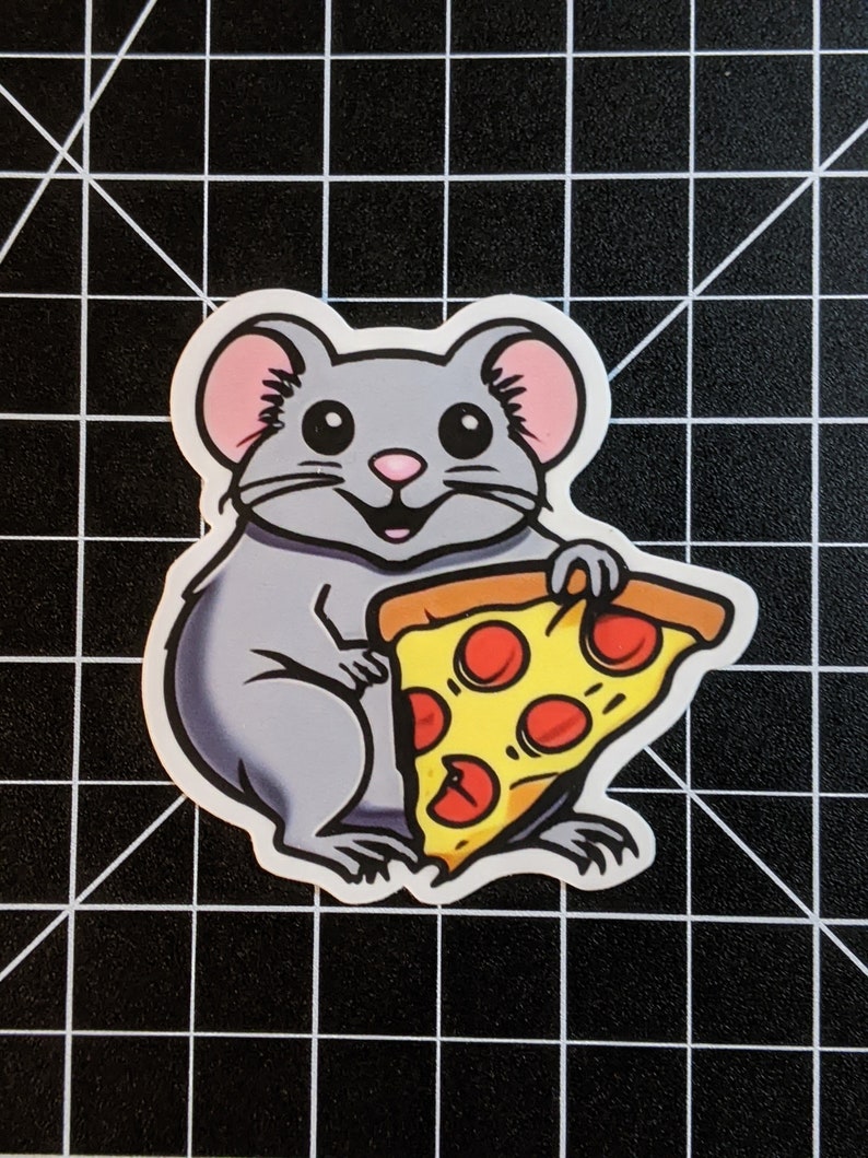 Funny Pepperoni Pizza Mouse Die Cut Sticker | Pizza Party Mice | Cute ...