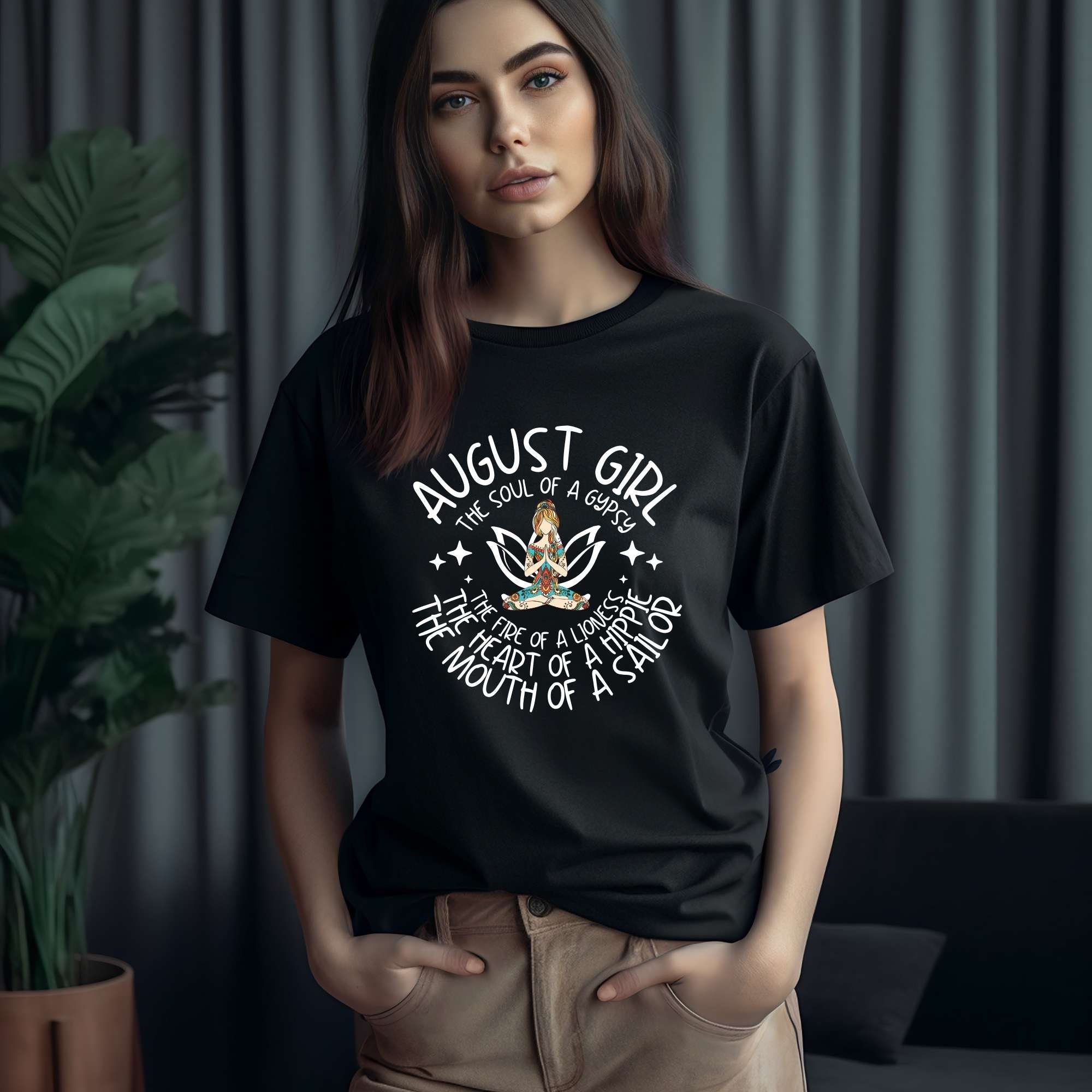 August Girl Birthday T-shirt, Born in August Yoga Shirt, Birthday ...