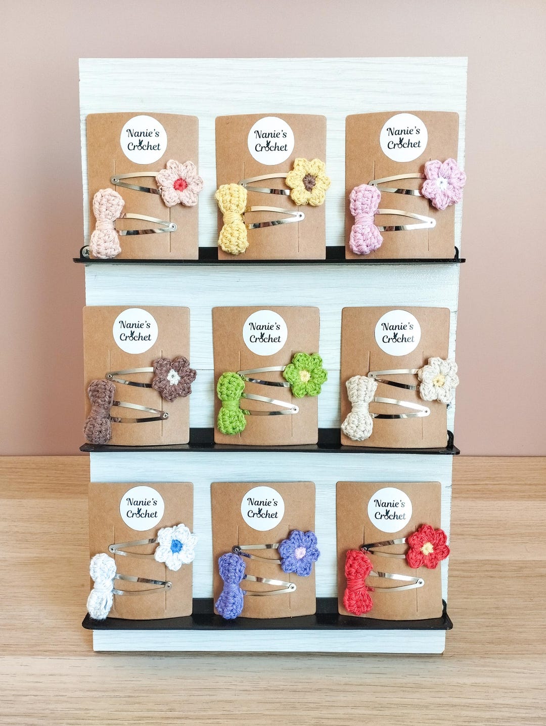 Crochet Bow and Flower Barrettes, Handmade Barrettes, Set of 2 ...