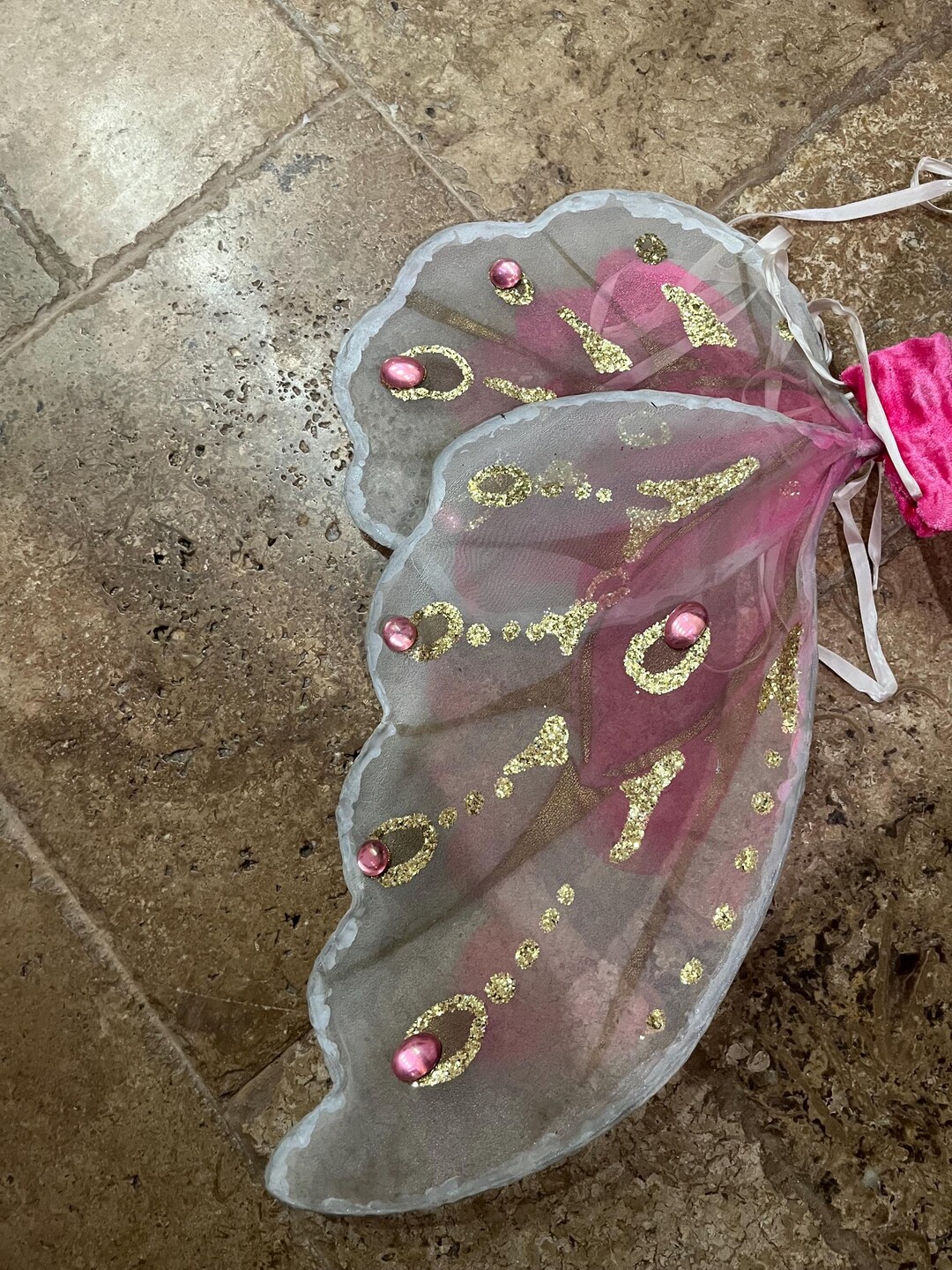 Early 2000s Handmade Handembellished Baby Pink and Gold Renaissance ...