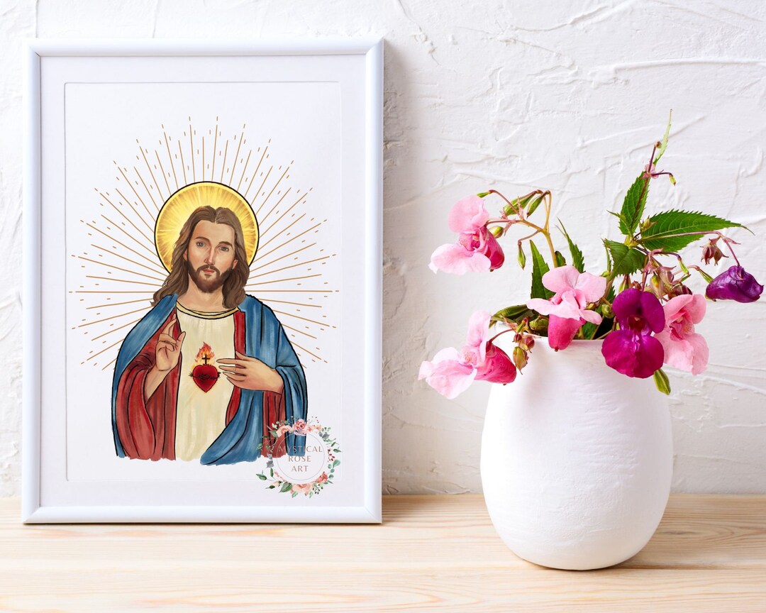 Printable Sacred Heart of Jesus Catholic Art Digital - Etsy