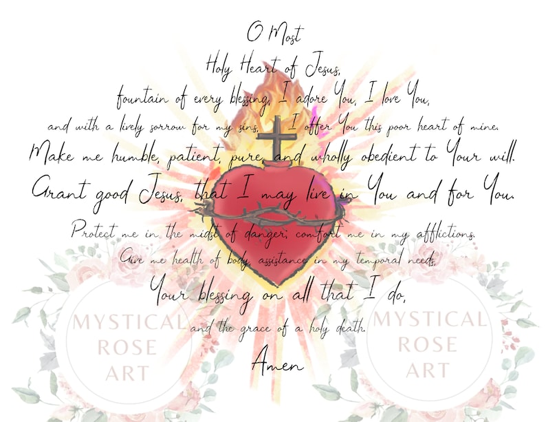 Printable Sacred Heart Catholic Art Digital Download With - Etsy