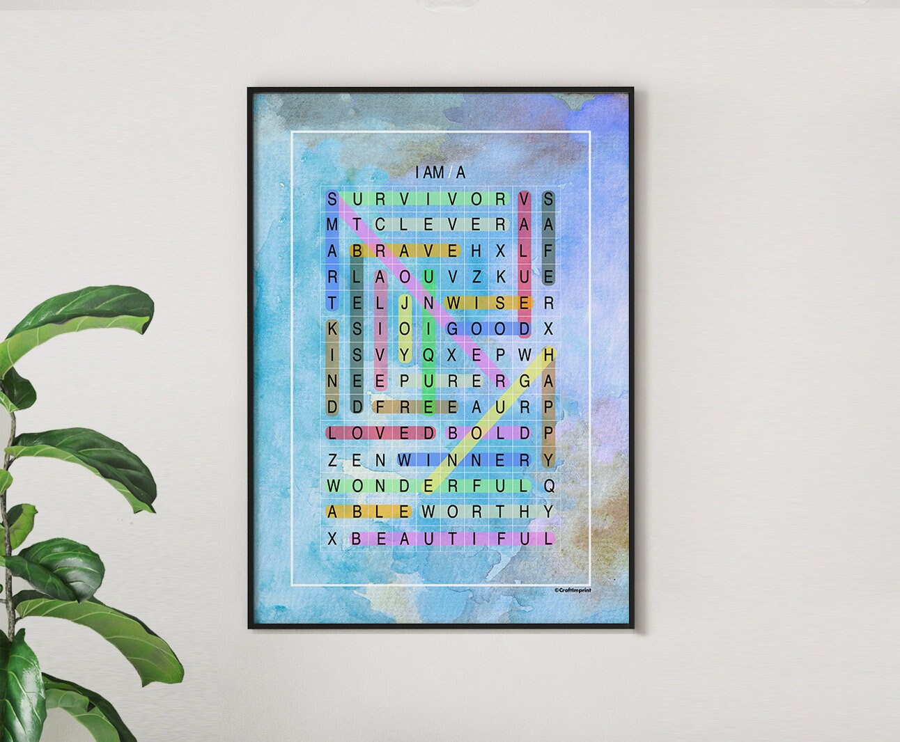 Positive Affirmations Word Search Puzzle, Mental Health Art, Self Love ...