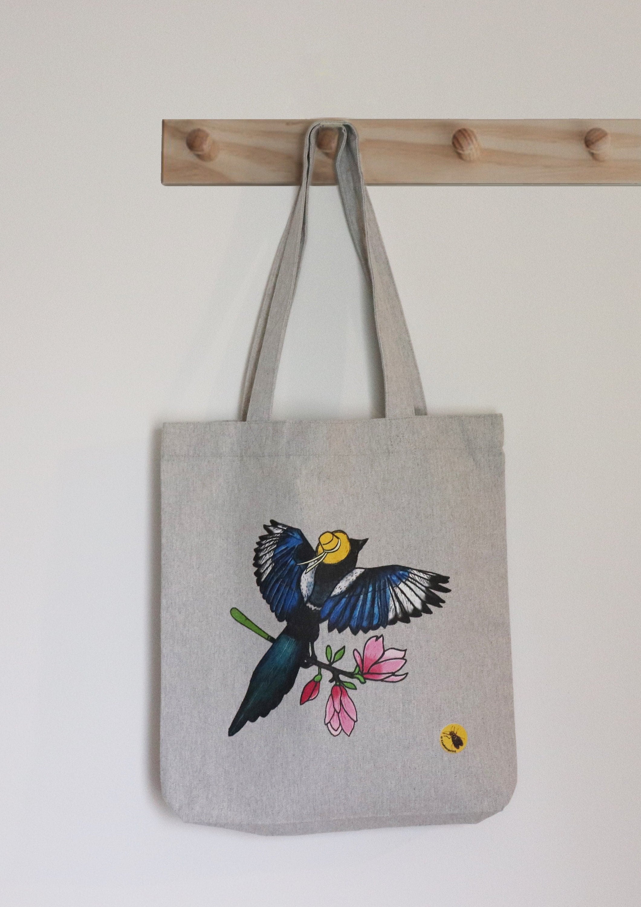 Magpie Tote Bags Wildflower Bag Gray Tote Bags Organic - Etsy