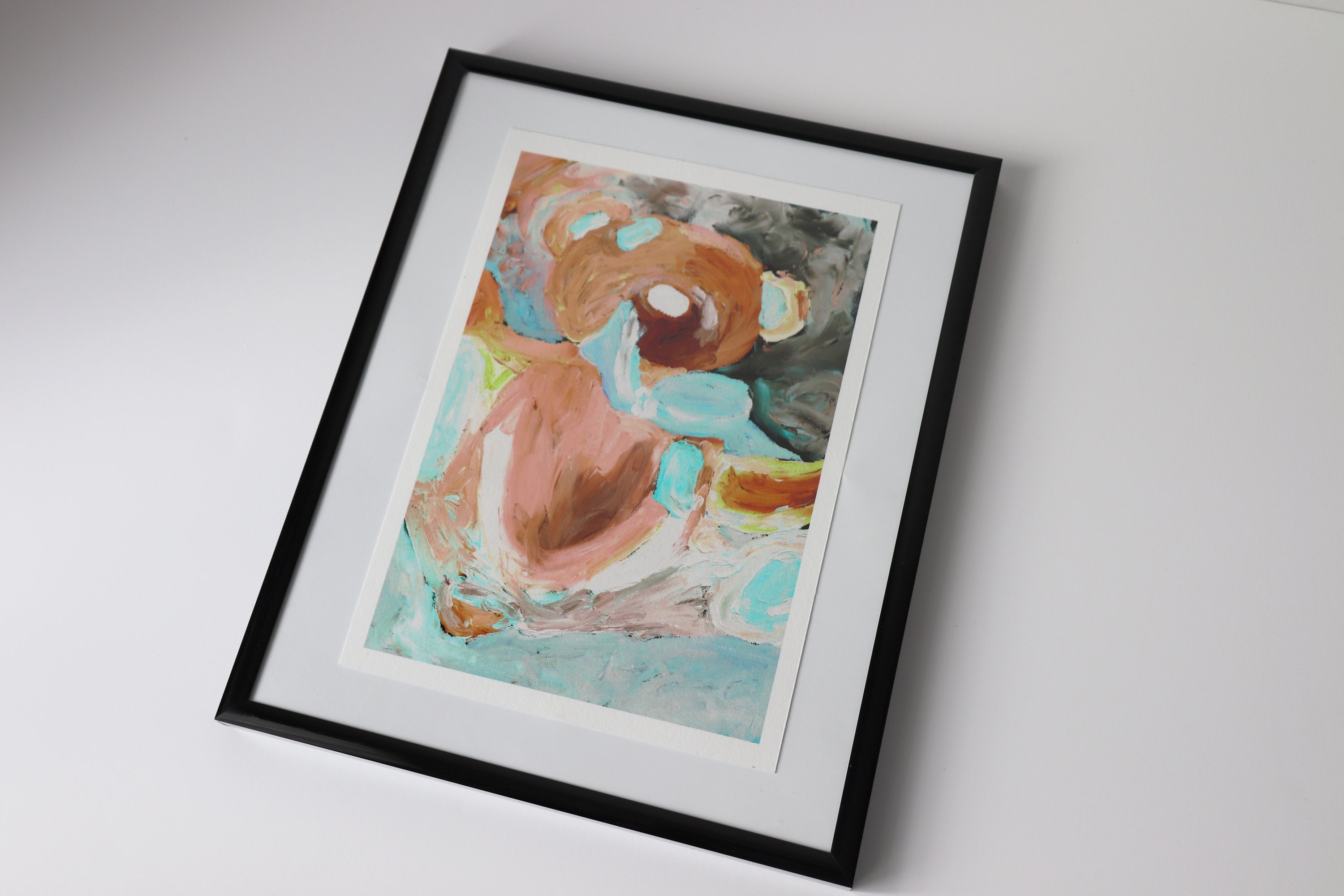 Teddy Bear Art Print, Finger Painting, Nursery Wall Art Decor, Kids ...