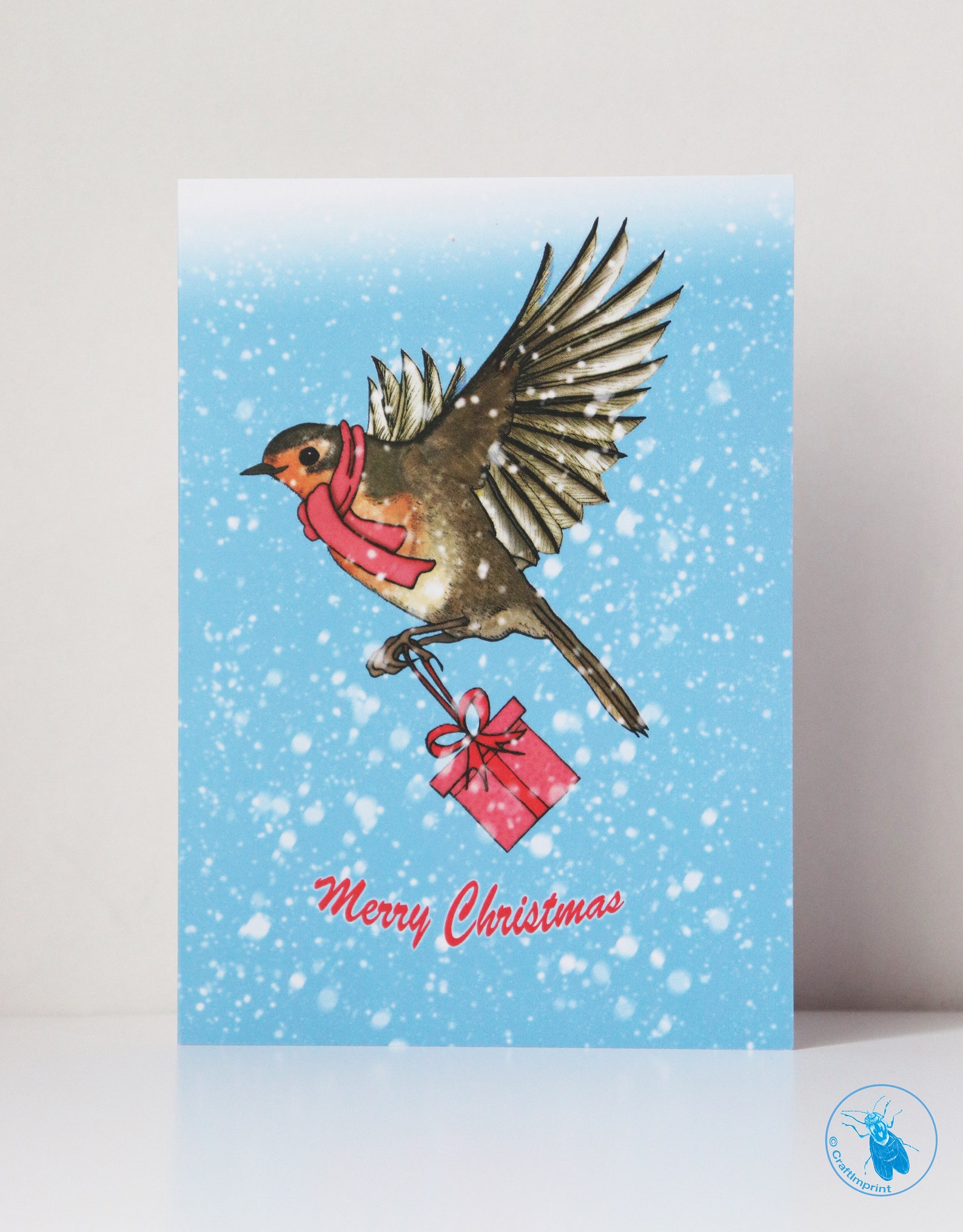 Robin Bird Christmas Card, Flying Home for Christmas, Christmas Bird in ...
