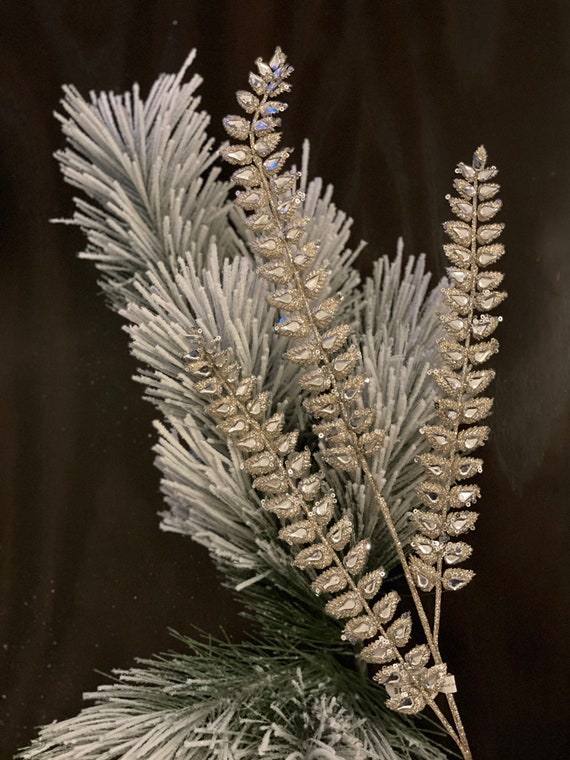 SET of 3. 34.5 Jeweled Glitter Fern Spray Champagne. - Etsy