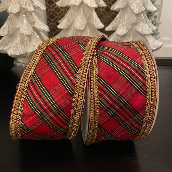 Gold Plaid Ribbon - Etsy