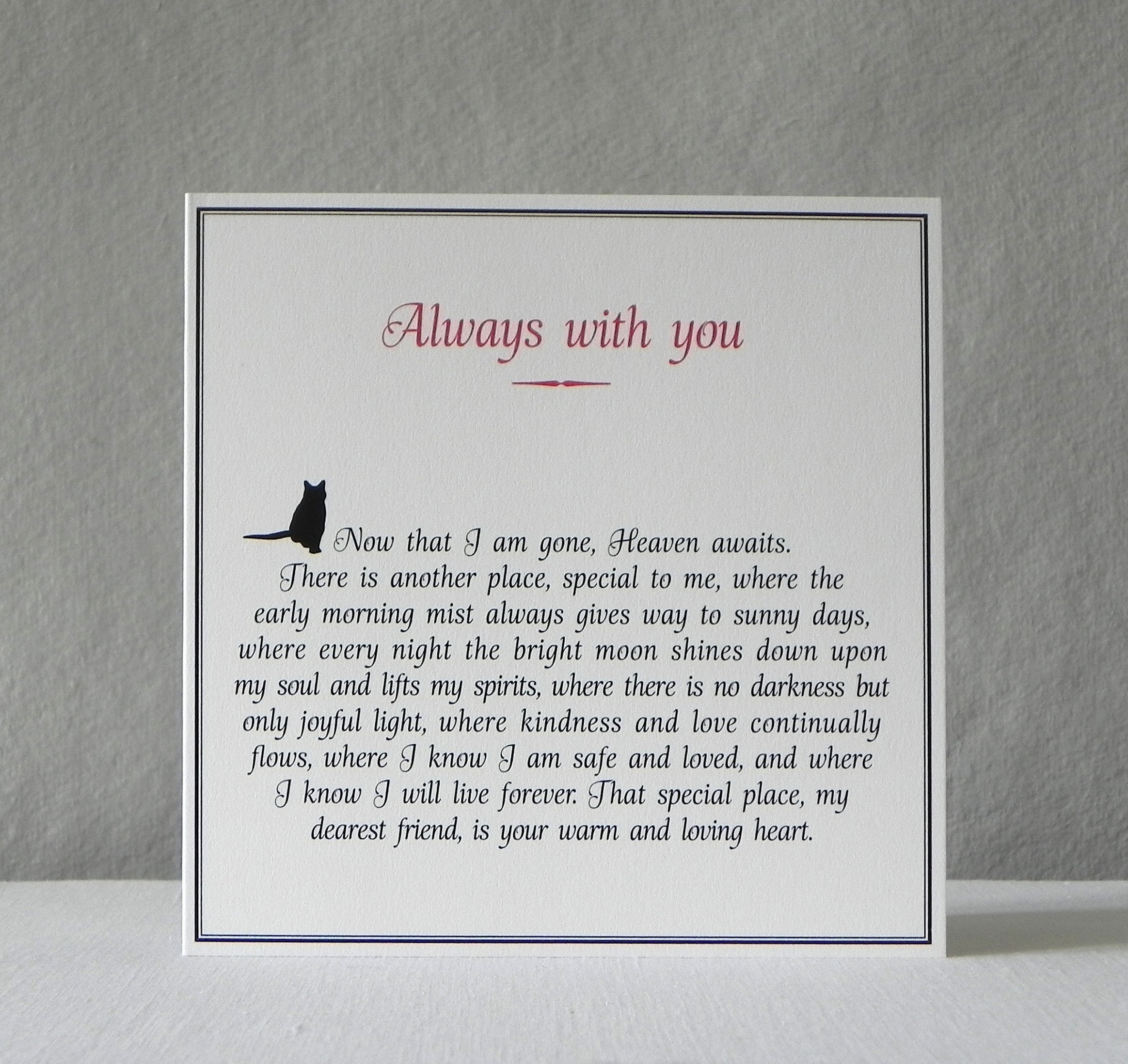 Cat Sympathy Card/cat Loss Card/cat Memorial Card - Etsy UK
