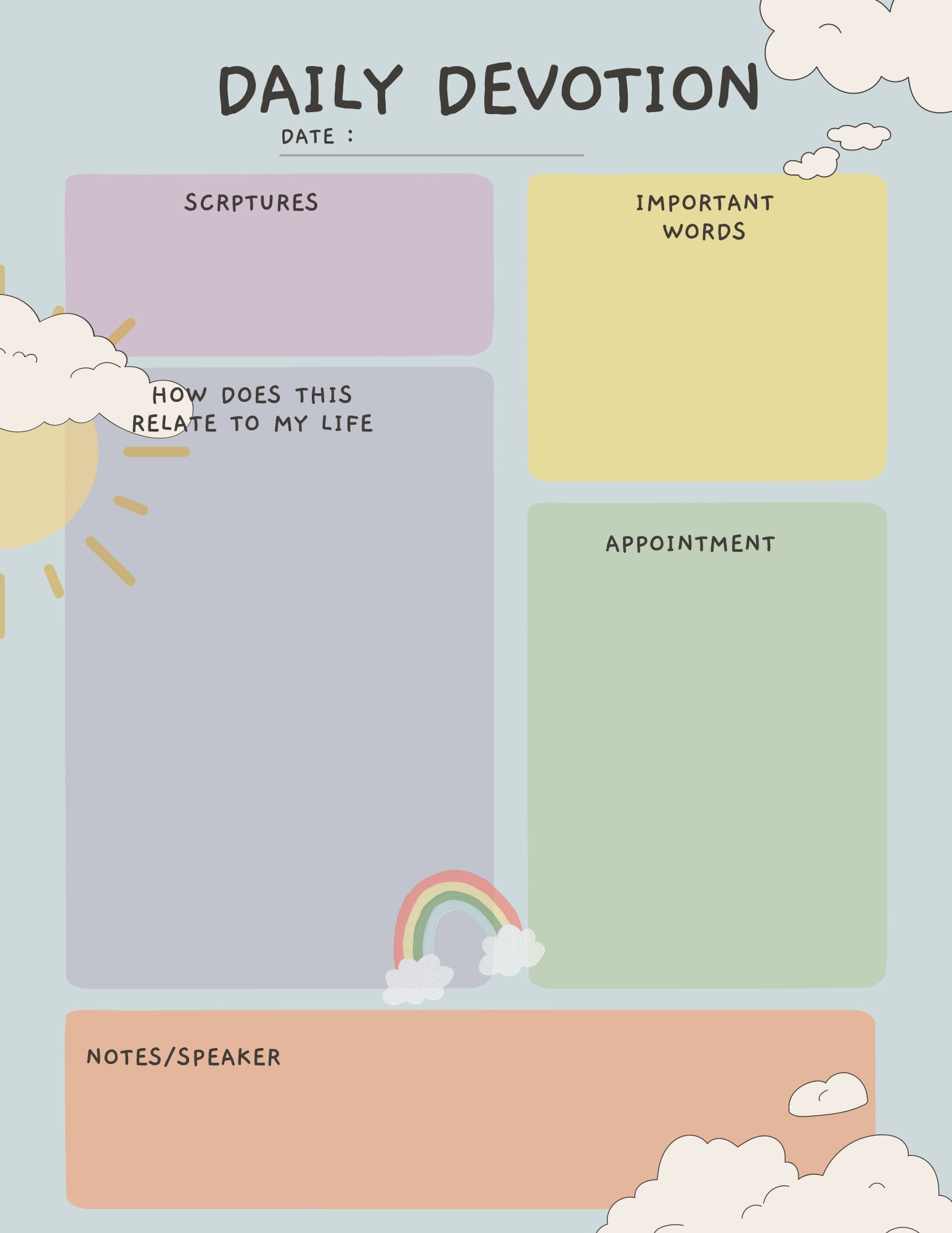 Printable Devotion: Rainbow Sky - Etsy