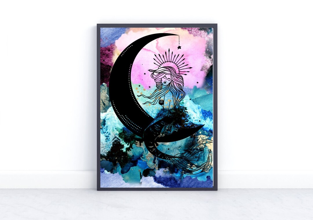 Mermaid Sea Moon Print - Etsy
