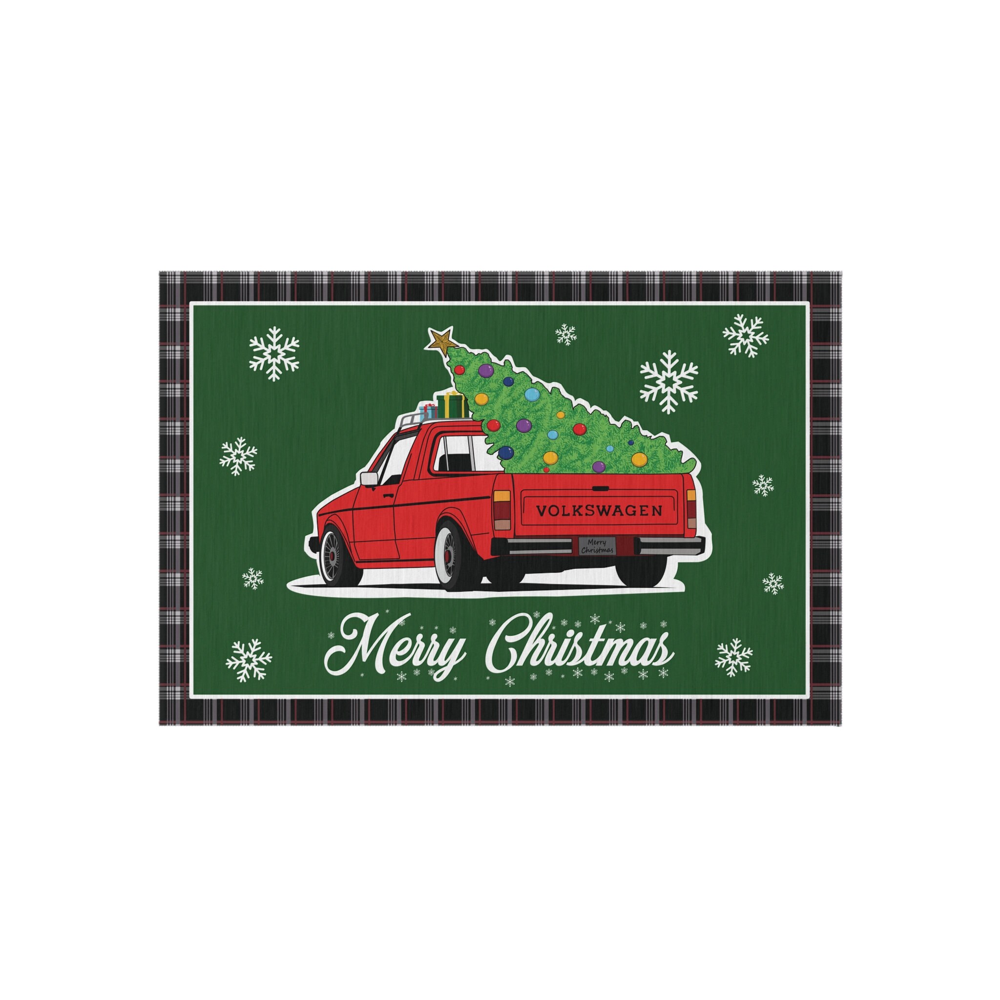 VW Caddy Rabbit Pickup Outdoor Rug Volkswagen Truck Mat Merry Christmas ...