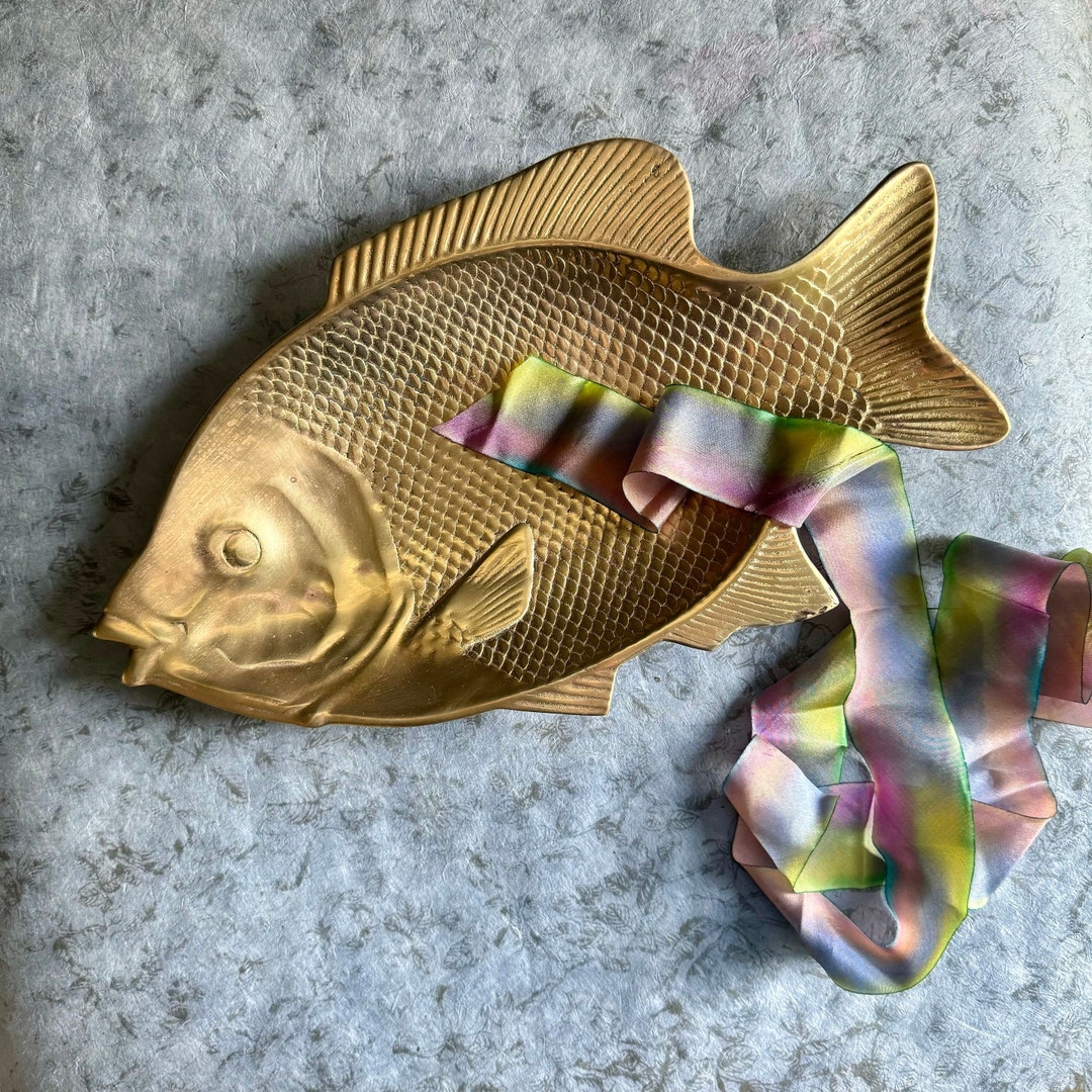 Vintage Brass Fish Dish / Brass Coated Cast Iron Decorative Fish Plate ...
