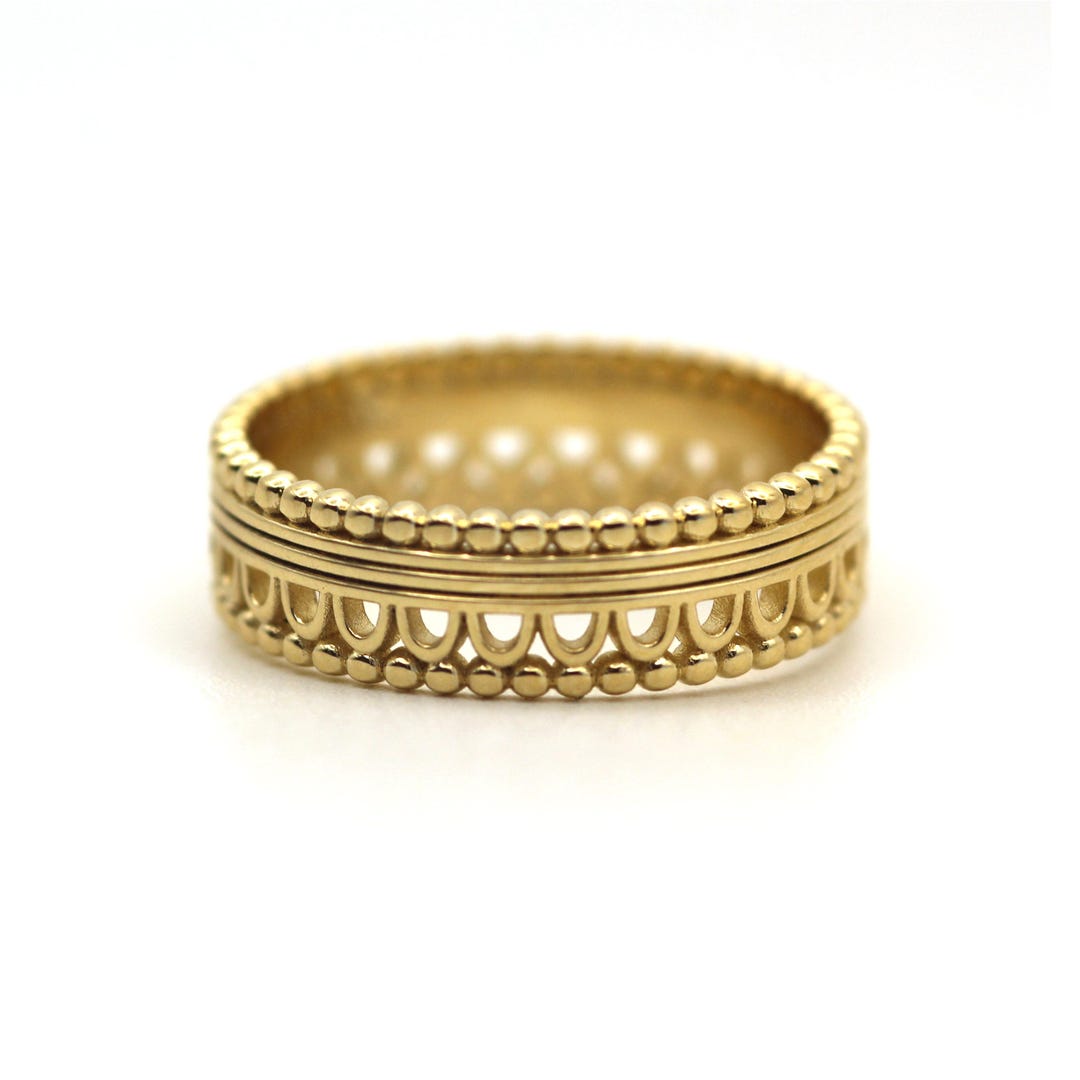 14k Delicate Lace Gold Ring, 24k Wedding Band, Unique Gold Band ...
