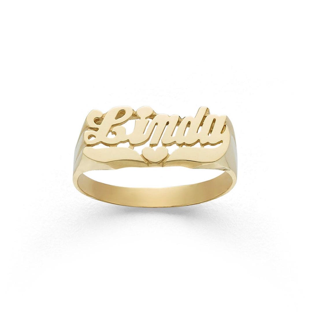 14k Customized Letter Gold Ring, Customized Engraving Ring, Best Gifts ...