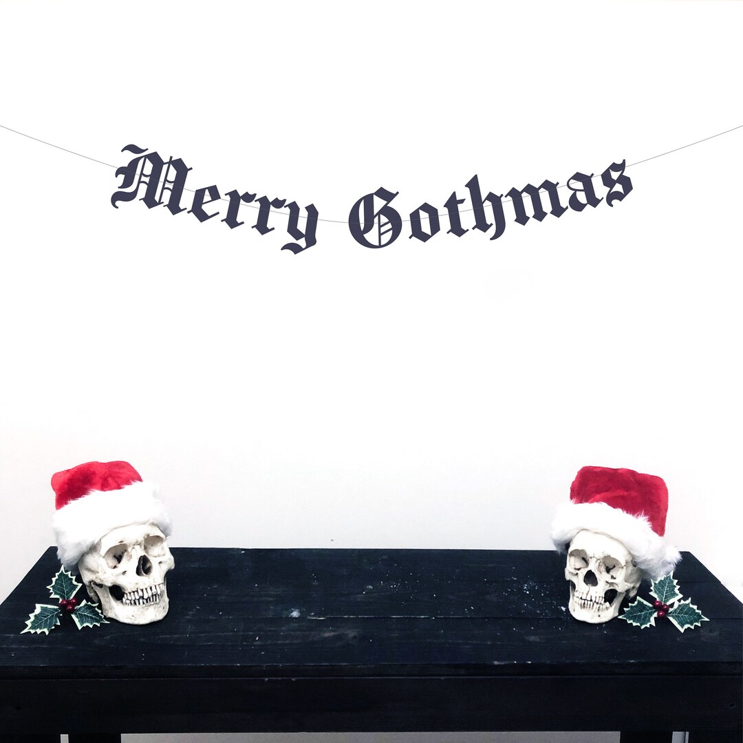 Gothic Letter Merry Gothmas Banner, Old English Christmas Banner ...