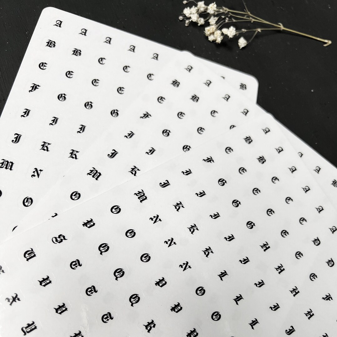Gothic Alphabet Sticker, Sticker Sheet, Planner Sticker, Old English ...