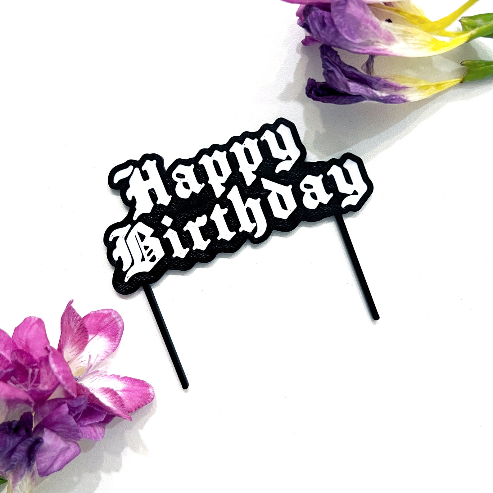 Gothic Letter Happy Birthday Cake Topper, 30th Birthday Cake Topper ...