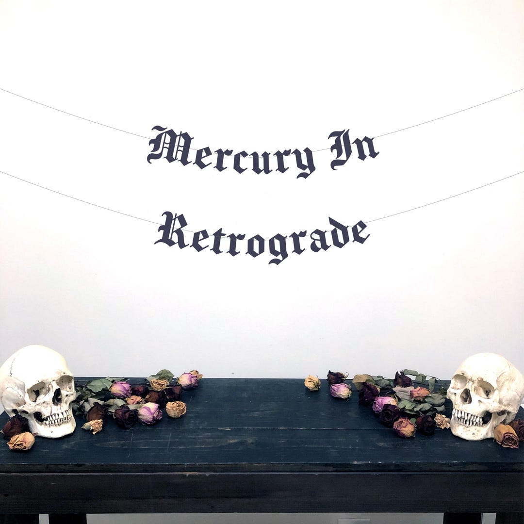 Gothic Letter Mercury in Retrograde, Birthday Banner, Y2K Banner, Home ...