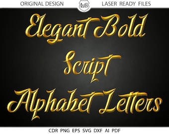 Bold Script Alphabet Letters SVG DXF Vector Images Monogram Cuttables ...