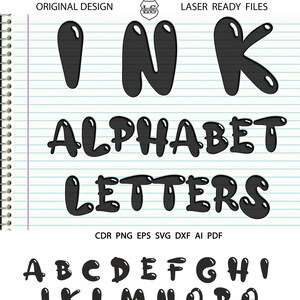 Ink Alphabet Letters, Ink Numbers Ink Letters SVG Hand Drawn Ink Style ...
