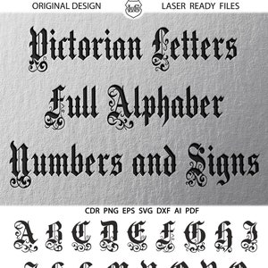 Victorian Letters Alphabet Victorian Numbers SVG Victorian Style DXF ...