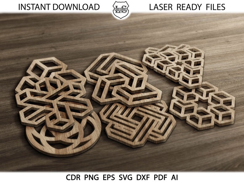 18 Geometric Coasters, Svg Panels Collection, Geometric Mandala, Square ...