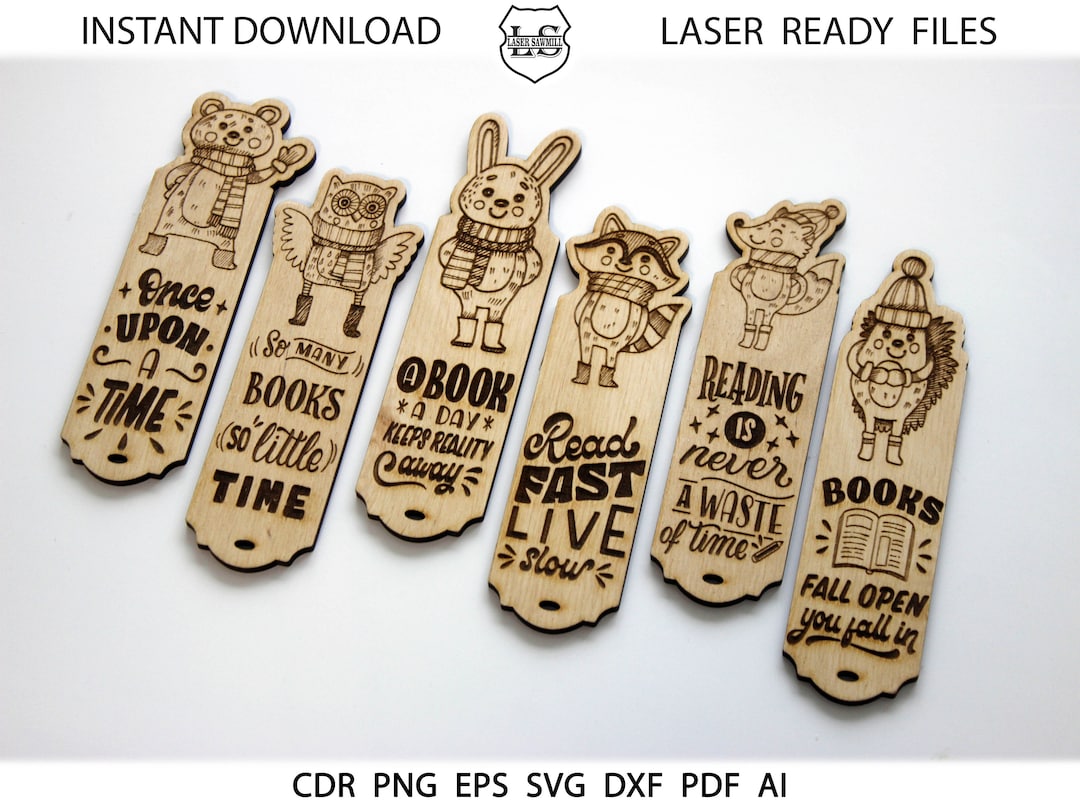 Woodland Animals Bookmarks SVG Glowforge Laser Cut Files Custom Kids ...