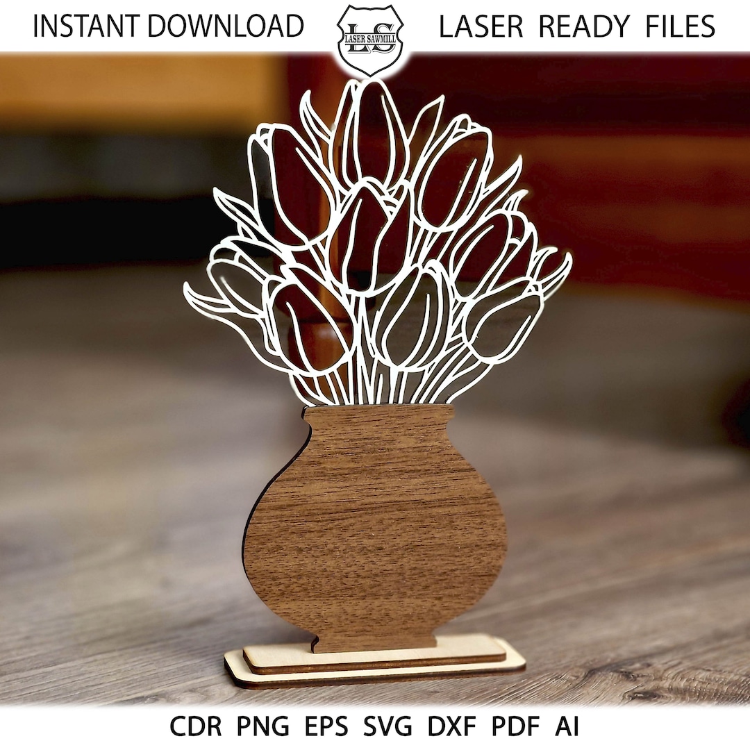 Tulip SVG Laser Cut Files: Spring Flower Design for Glowforge, Cricut ...