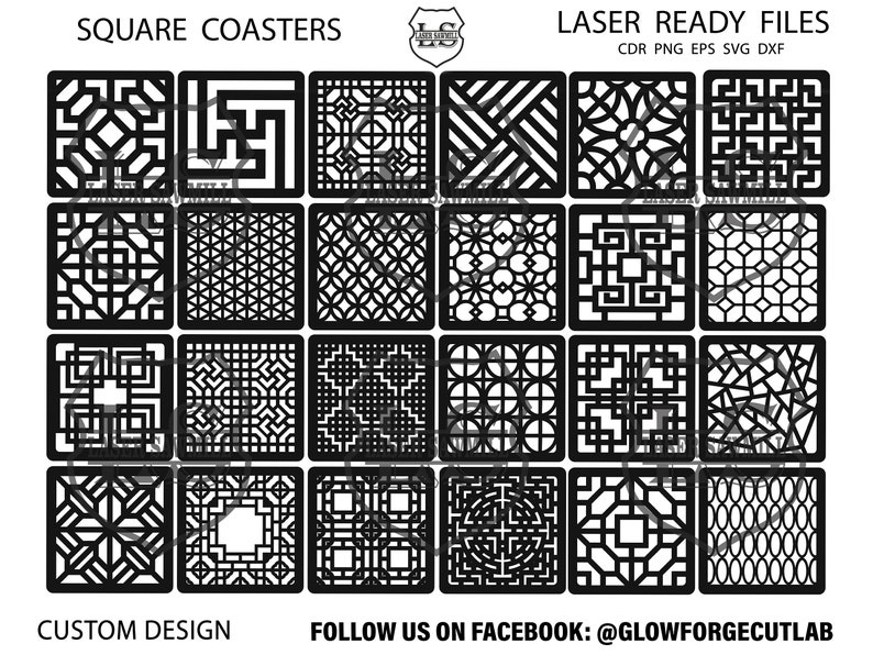 24 Square Costers Svg Panels Collection Geometric - Etsy