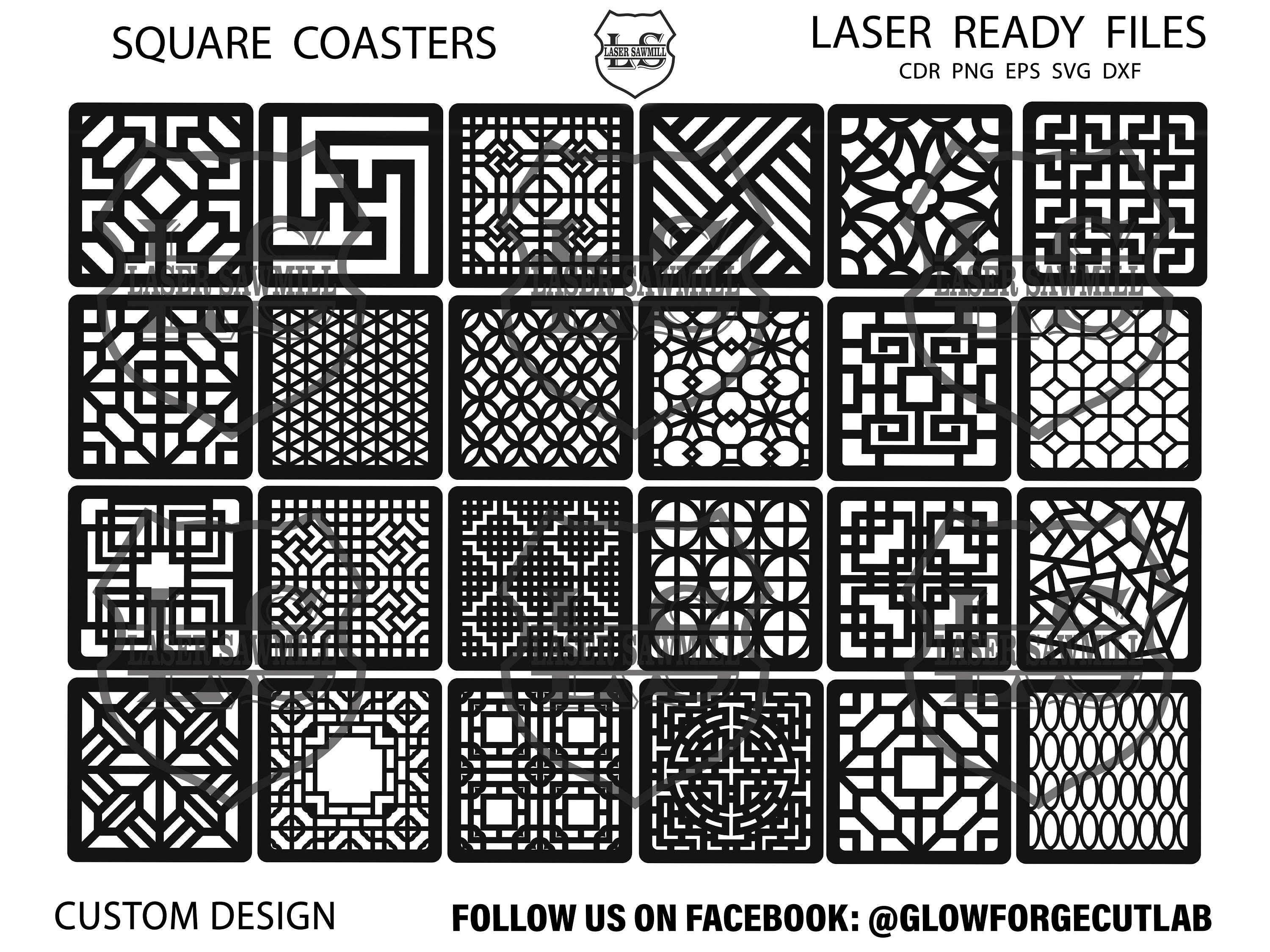 24 Square Costers Svg Panels Collection Geometric - Etsy UK
