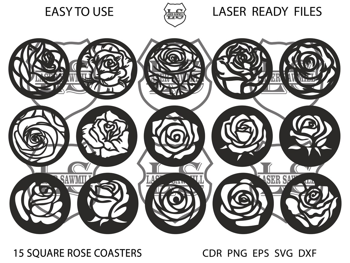 15 Circle Rose Coaster Rose Coasters Svg Custom Rose - Etsy