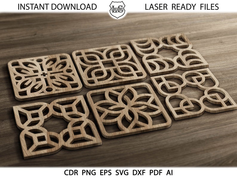 16 Square Coaster Dfx Svg Cdr Eps Coasters for Hot Laser - Etsy