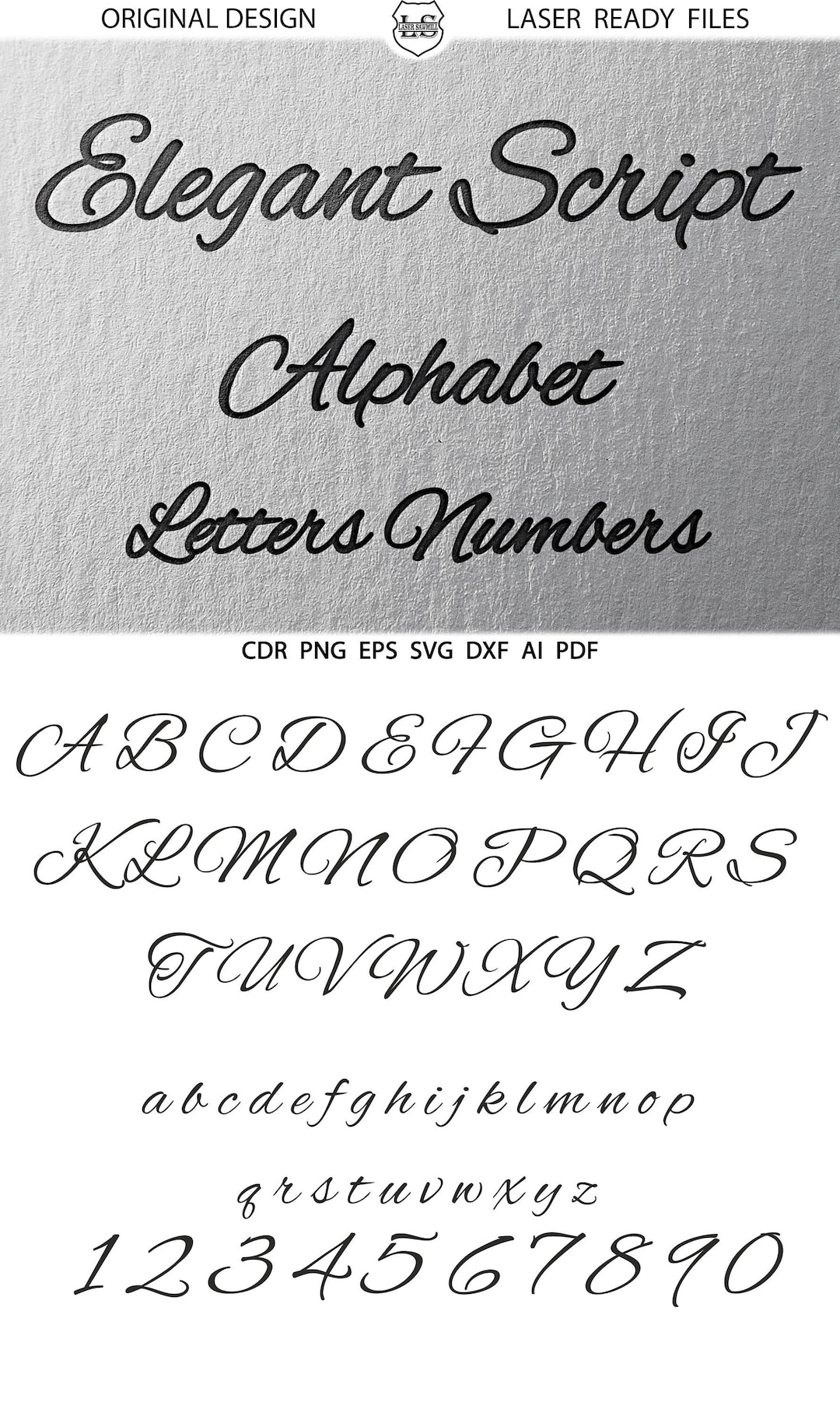 Elegant Scrip Alphabet Letters SVG DXF Elegant Hand Drawn Monogram ...