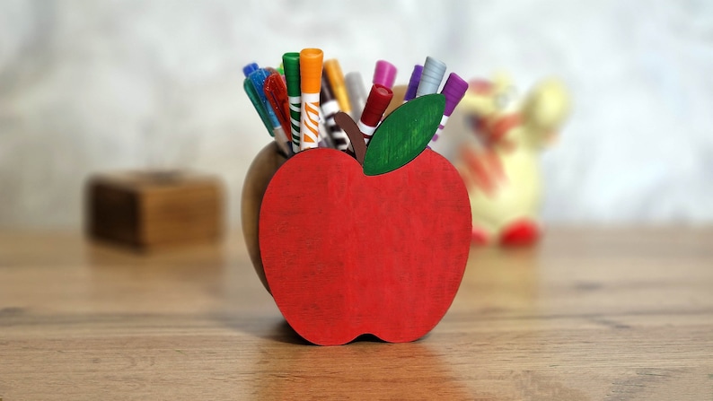 Customizable Apple Pencil Holder SVG: Laser-cut Desk Organizer for ...